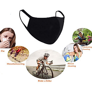 Fashion Protective, Unisex Black Dust Cotton Facial & Mouth Covering, Washable, Reusable Cotton Fabric for Cycling Travel Outdoors (12-Pack Black) …