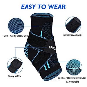U-pick Ankle Brace for Plantar Fasciitis Support, Compression Sock Adjustable Strap for Heel Spur Achilles Tendonitis & Perineal Tendonitis & Sprained Ankle, Heel Pain Relief (Single/Black)
