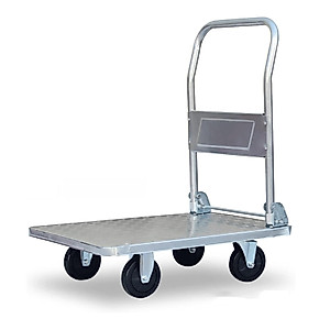 Platform Truck Heavy Platform Truck Steel Folding Push Cart 360 Degree Swivel Wheels Moving Dolly Cart Flat Handtruck Portable Flatbed Cart Reliable