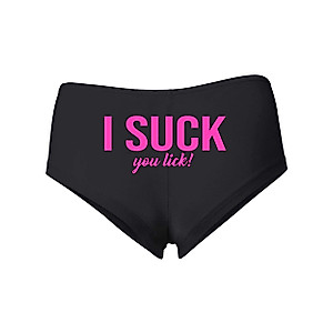 Wild Bobby I Suck You Lick Women's Cotton Spandex Booty Shorts, Black, Medium