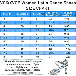 VCIXXVCE Women's Ballroom Latin Dance Shoes Silk Satin Open Toe Tango Salsa Dance Heels Professional Practice Performance Dancing Shoes 2 inch heel,5 US