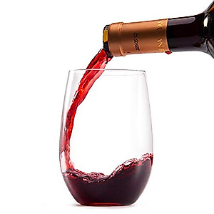 hotder Tritan Stemless Wine Glasses,Unbreakable BPA-Free Plastic Glasses,Set of 4,16OZ (Egg Shape)