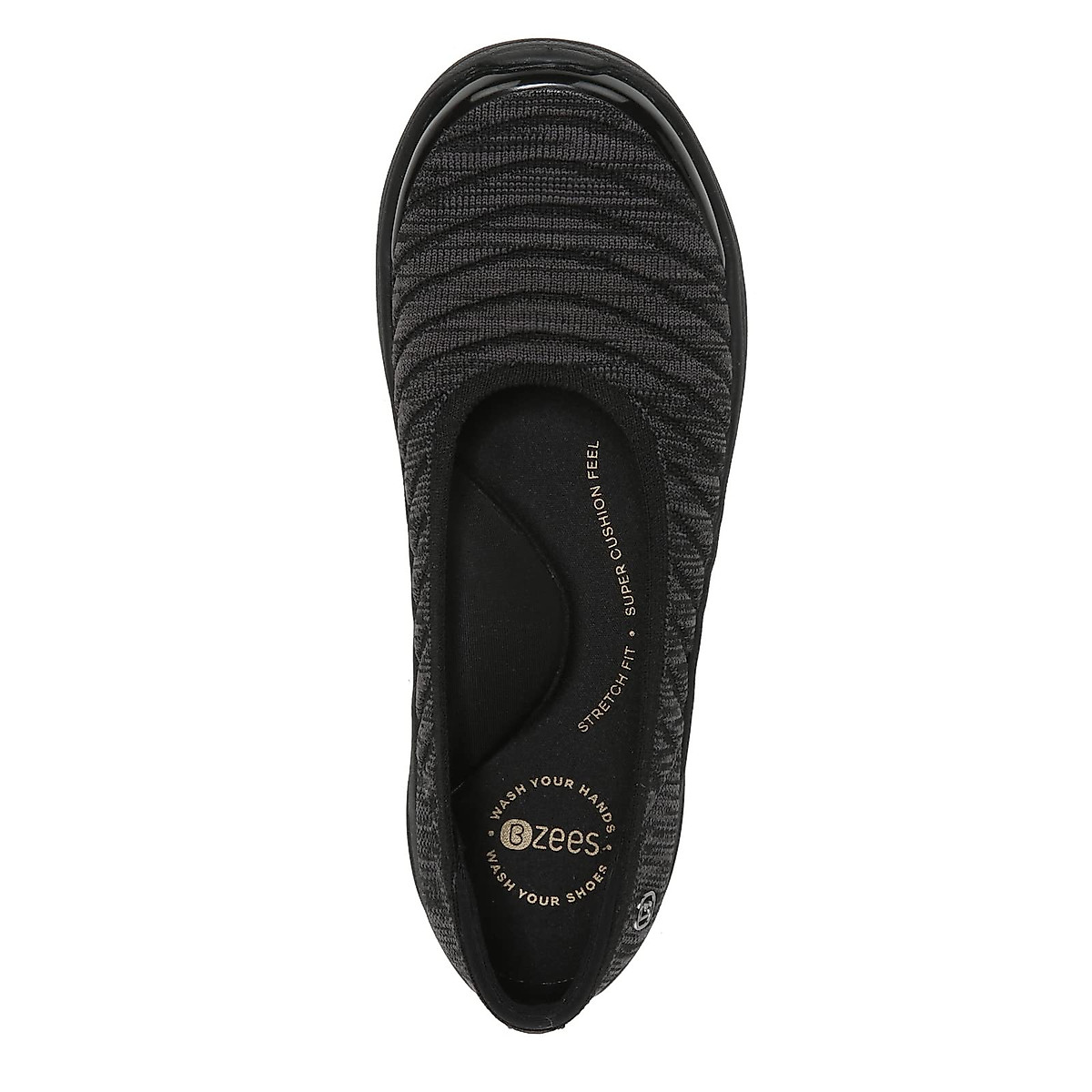 BZees Women's Legato Slip-On Flat Ballet, Black, 8