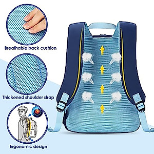 YOREPEK Kids Backpack for Boys, Lightweight School Bookbag for Kids 3-6 Years Old, Preschool Backpack with Breathable Back Design for Toddlers, Kindergarten, Elementary, Early Grade School, Blue