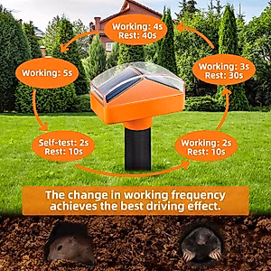 Mole Repellent Solar Powered Snake Repellent Ultrasonic Gopher Repeller Waterproof 2 in 1 Mole Repellent for Lawns with Ultrasonic and Lights Get Rid of Mole Gopher Snake for Yard Lawns (4-Pack)