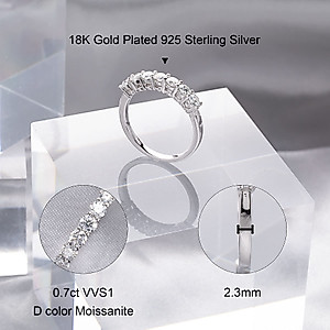 Ladylike Moissanite Solitaire Engagement Rings for Women 1.5 CT and Moissanite Wedding Band 0.7 CT (szie 8)