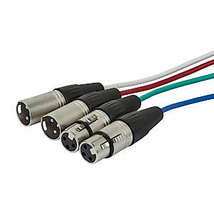 Monoprice 4-Channel XLR Male to XLR Female Snake Cable - 6 Meter (20 Feet) 2 Upstream and 2 Downstream - 26AWG, Balanced Mono and Unbalanced Stereo Lines