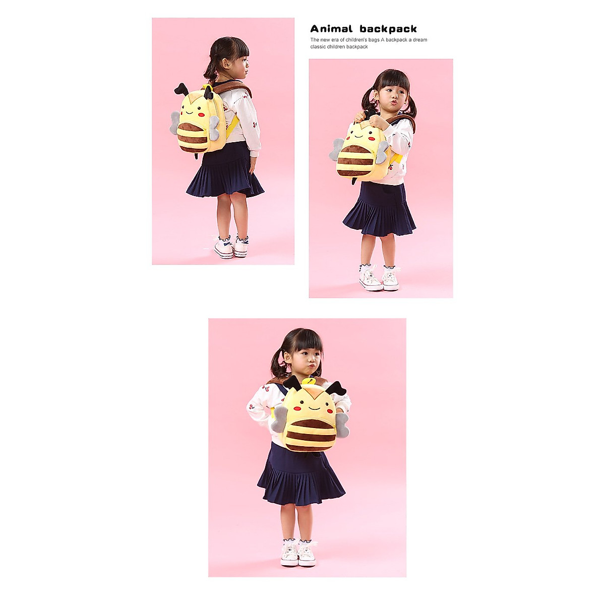 Children Toddler Preschool Backpack Plush Animal Cartoon Backpack Baby Kids School Satchel Travel Lunch Bags Bear