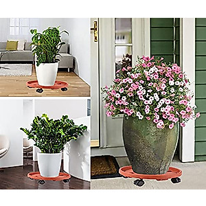 4 Pack 13 inch Plant Caddy with Four Lockable Universal Wheels,Easy Moving Plant Dolly, Indoor Outdoor Flower Pot Mover with Locking Wheels