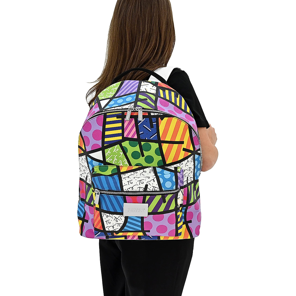 BRITTO Romero Vegan Leather Large Backpack, Colorful Landscape