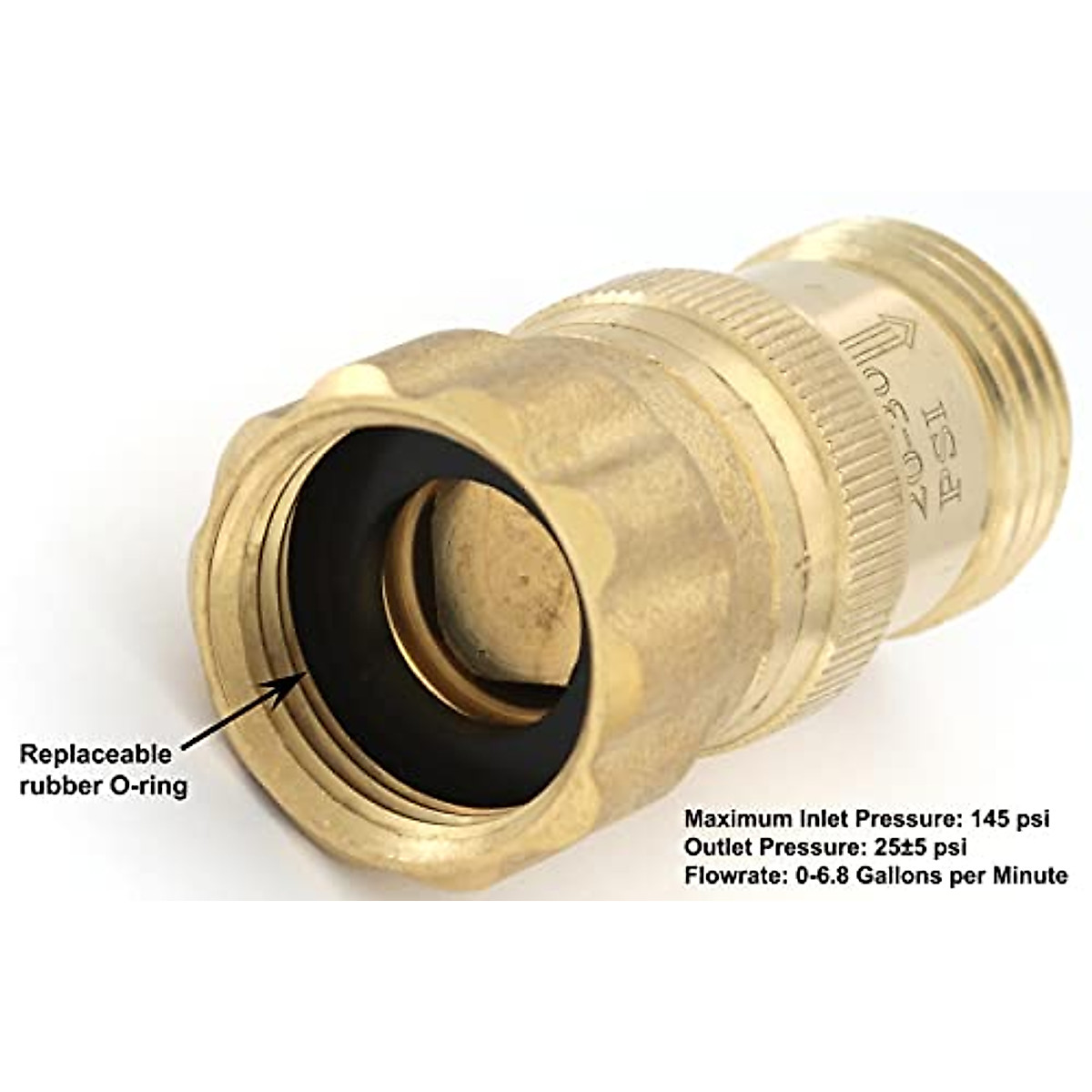 Heavy Duty 25 psi Water Pressure Regulator 3/4 inch Hose Thread Drip Irrigation System Pressure Reducer, Lead-Free Brass