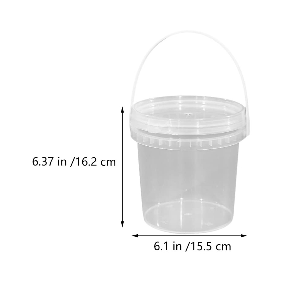 DOITOOL 2Pack Clear Plastic Bucket with Lid and Handle (1L) Ice Cream Tub with Lids, Food Grade Round Plastic Pail Container with Lid, Freezer Food Storage Containers