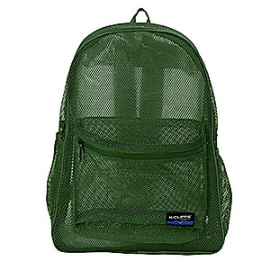 K-Cliffs Heavy Duty Mesh Backpack Classic Student Bookbag Durable See Through Netting Gym Bag Pack | Padded Straps (Green)