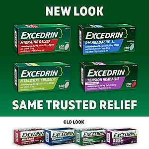 Excedrin Tension Headache Relief Caplets Without Aspirin for Head, Neck and Shoulder Pain Relief - 100 Count