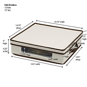 Household Essentials Natural 537 Vision Storage Box with Lid and Handles | Charger Plates and Platters Canvas with Brown Trim