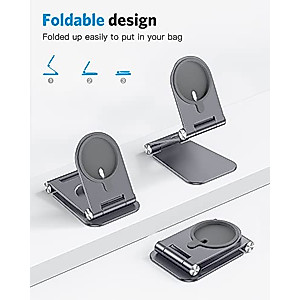 Stand for MagSafe Charger, OMOTON Foldable Phone Stand Holder for MagSafe Accessories， Compatible with iPhone 14/13/12 Pro Max/Pro/Mini, Charger for MagSafe Not Included, Gray