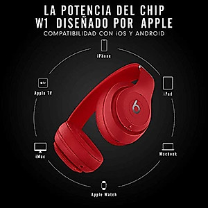 Beats Studio3 Wireless Noise Cancelling Over-Ear Headphones - Apple W1 Headphone Chip, Class 1 Bluetooth, 22 Hours of Listening Time, Built-in Microphone - Red