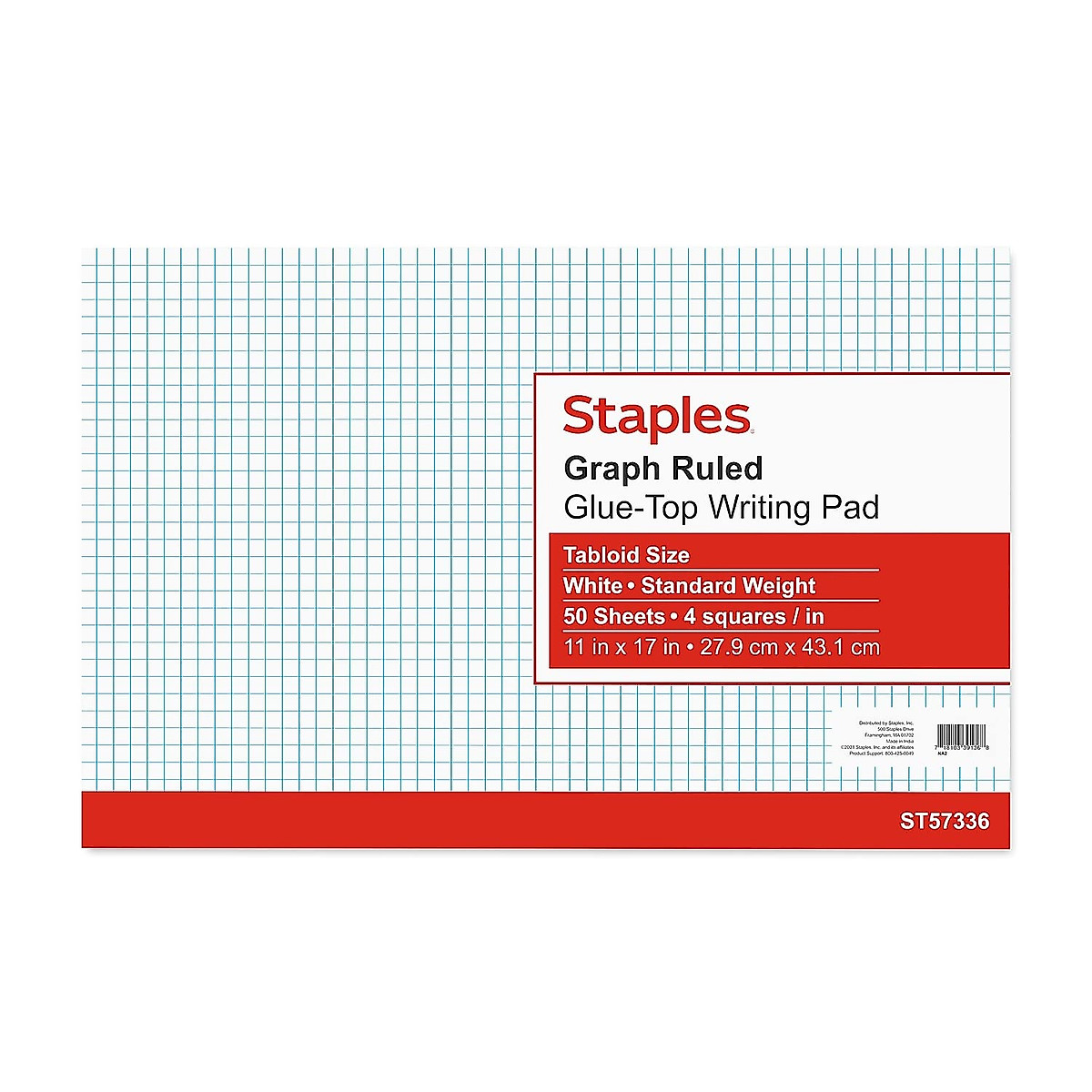Staples 814566 Graph Pad 11-Inch X 17-Inch Graph White 50 Sheets/Pad (18586)