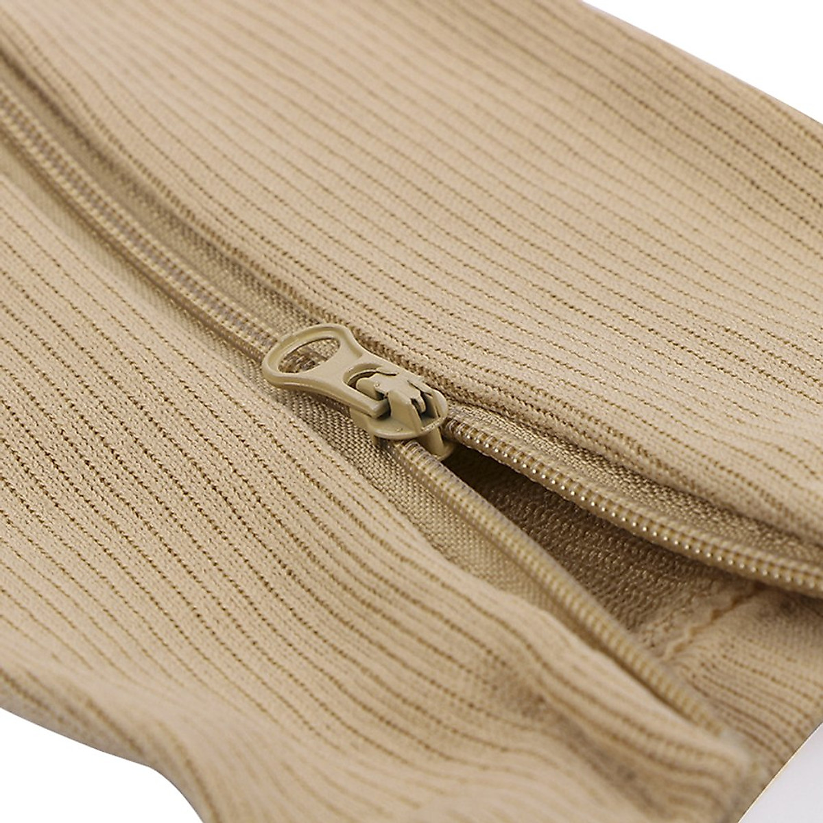 Open Toe Compression Sock, Support Zipper Stocking for Varicose Veins Edema Swollen Sore Legs, Help Circulation Pain Relief Anti Fatigue, Dance Workout Running Yoga Pilates Sleeve Socks Beige