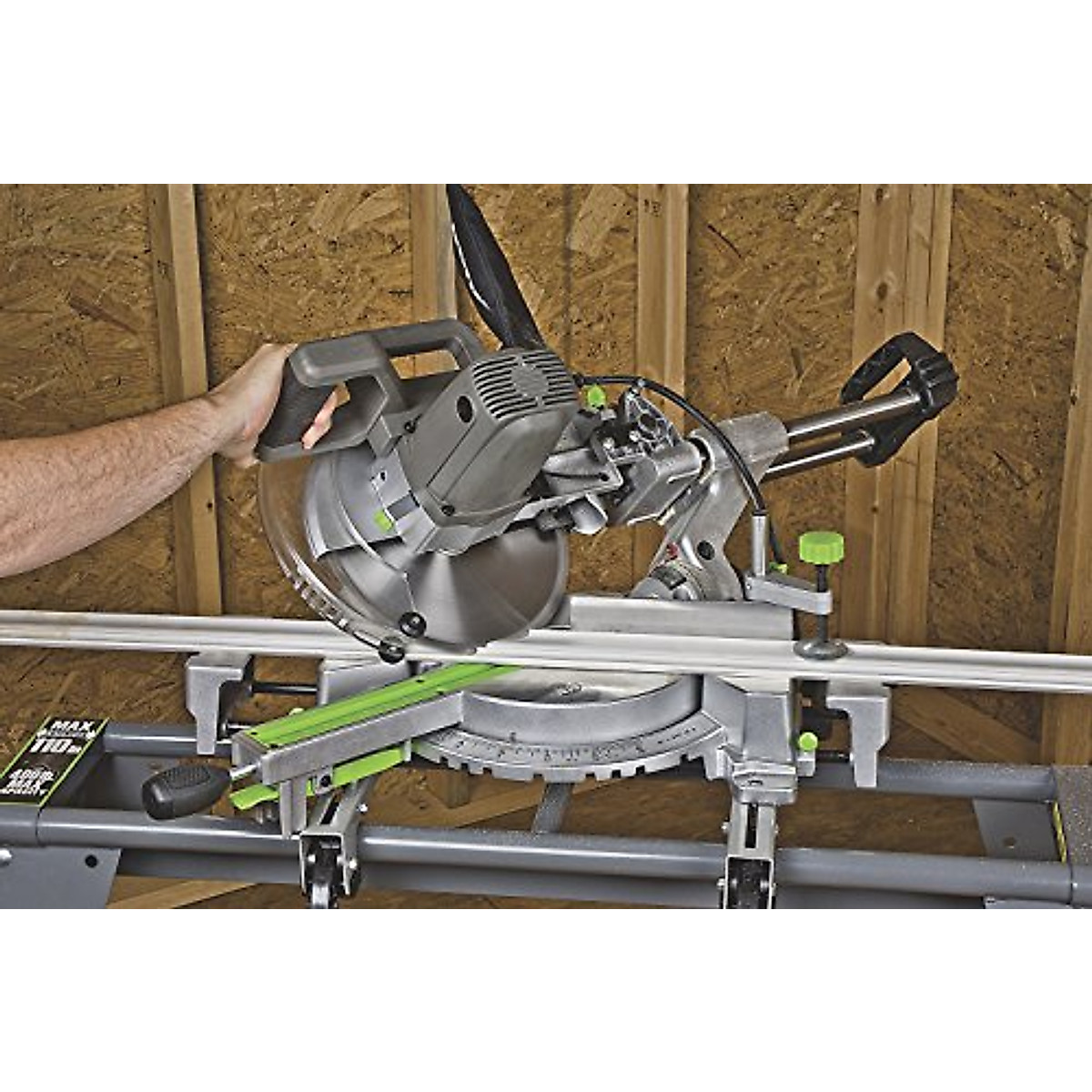 Genesis GMSDR1015LC 15 Amp 10" Sliding Compound Miter Saw with Laser Light, Electric Brake, Spindle Lock, Dust Bag, Extension Wings, and 60T Carbide-Tipped Blade