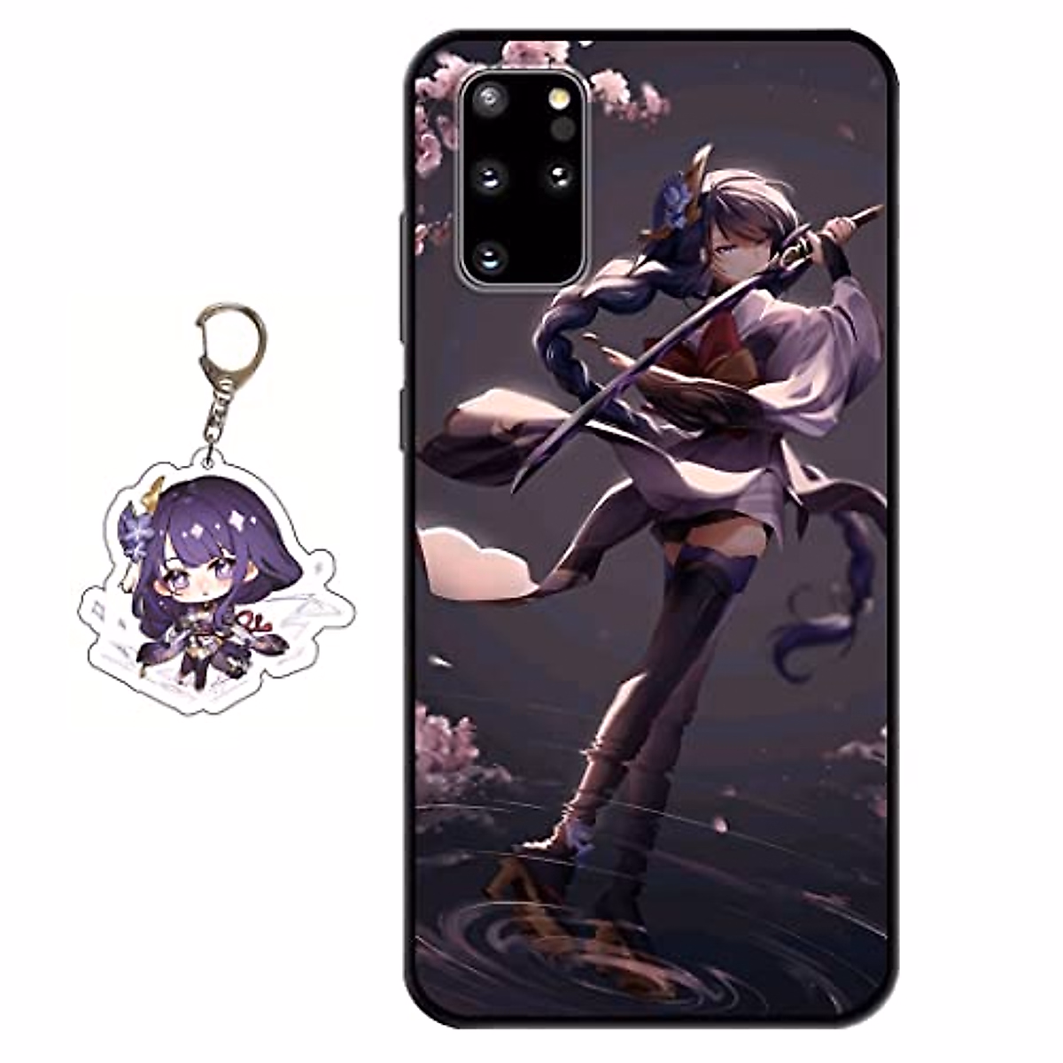 Genshin Impact Case for Samsung Galaxy Note 10 Plus, Anime Game Genshin Impact Raiden Shogun Design Soft Silicone Cover Phone Case for Samsung Note 10 Plus (with Cute Figure Keychain)