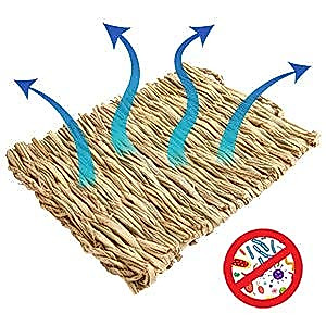 PrimePets Grass Mat for Rabbits Bunny, 3 Pack, Woven Hay Mat for Small Animals, Natural Straw Bedding Resting Cage Mat for Guinea Pig Parrot Chinchilla Hamster Rat