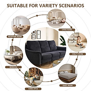 ABAKAN Modern 3-Seat Modular Sectional Sofa Couch，Chenille Sofa Comfy Upholstered Furniture for Small Spaces, Living Room, Apartment, Studio, Office, Grey