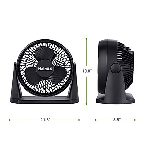 Holmes 8" Air Circulator Fan, 3 Speeds, 90° Adjustable Head Tilt, Wall Mountable, Ideal for Home, Bedroom, Kitchen or Office, Black