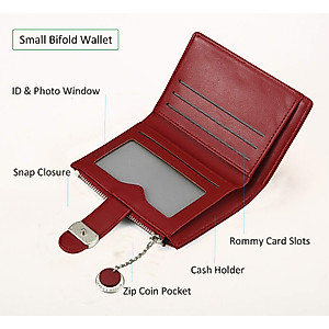 OYATON Small Wallet for Women, Slim Compact Faux Leather Women Bifold Pocket Wallet with Zipper Coin Purse and Credit Card Holder (red)