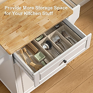 Gizoon Kitchen Island Cart with Adjustable Shelf, 35.8" W Mobile Trolley Cart on Metal Wheels with Drawer & Storage Cabinet, Spice Rack & Towel Rack, Wooden Countertop, for Dining Room, Bar, White