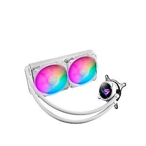 ASUS ROG Strix LC II 240 ARGB White Edition All-in-one AIO Liquid CPU Cooler 240mm Radiator, Intel LGA1700, 115x/2066 and AMD AM4/TR4 Support, 2X 120mm 4-pin PWM Addressable RGB Radiator Fans