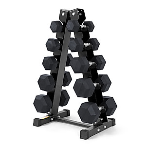 RitFit 250LB Hex Dumbbell Set with 5-Tier Rack, 10+15+25+35+40LB Free Weights with Rack for Strength Training, Full Body Functional Workouts