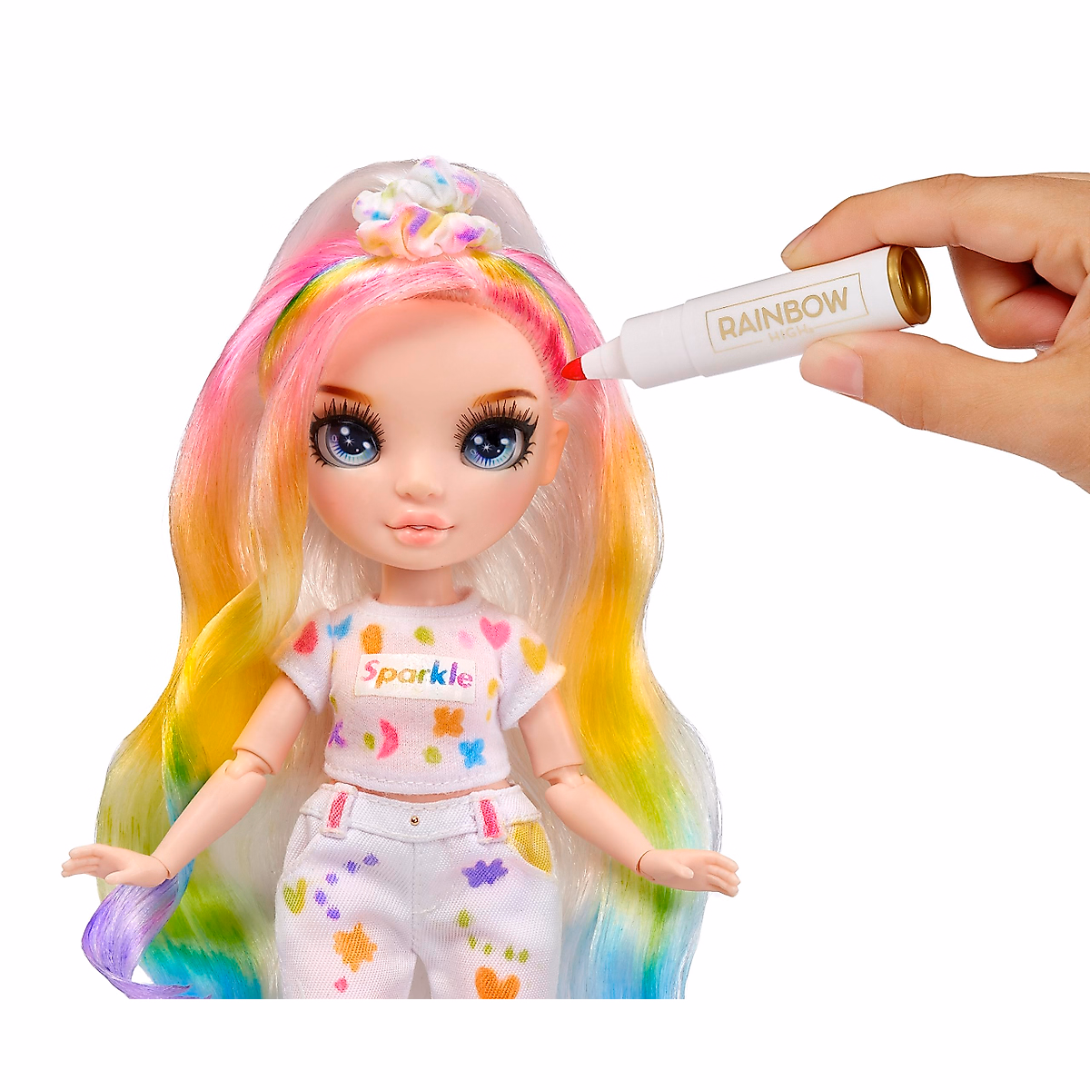 Rainbow High Color & Create Fashion DIY Doll with Washable Rainbow Markers, Blue Eyes, Straight Hair, Bonus Top & Shoes. Color, Create, Play, Rinse and Repeat. Creative 4-12+