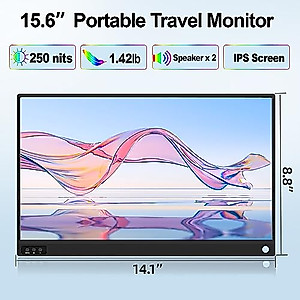 Lasitu Portable Monitor 15.6 Inch Full HD 1080P Portable Screen IPS HDR USB C Laptop Monitor HDMI Gaming Monitor Second Monitor for Laptop PC Phone Xbox PS4/5 Switch with Smart Cover