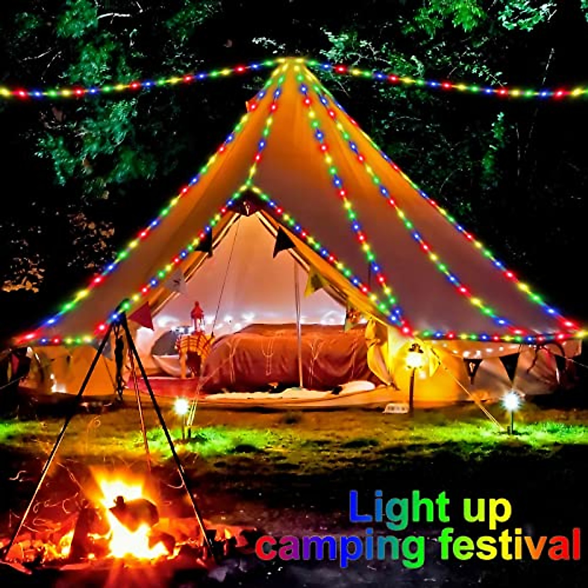 QITONG 2 Pack Upgraded PVC Solar Fairy Lights, Each 33ft 100 LED Multicolor Solar String Lights Outdoor Waterproof, 8 Modes Solar Christmas Twinkle Lights