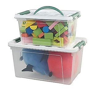 Jekiyo Clear Latching Box, Plastic Storage Bin, 2 Packs(6 Quart&14 Quart)