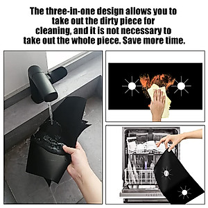 3PCS Customizable Stove Protectors for Gas Range, Burner cover Top Cover, Covers, Easy Clean Non-Stick Reusable Guard, Heat Resistant Range Black, (FHD001)