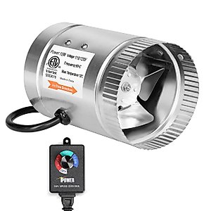 iPower 6 Inch Inline Booster Duct Fan with Speed Controller, 240 CFM HVAC Exhaust Ventilation Blower, Low Noise for Grow Tent, Attics, Basements, Bathrooms and Kitchens