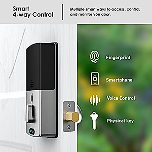 Lockly Access Touch Pro - Compact Smart Wi-Fi Lock with Fingerprint Access, App Control, Voice Control, Auto Lock -PGD7YWSN