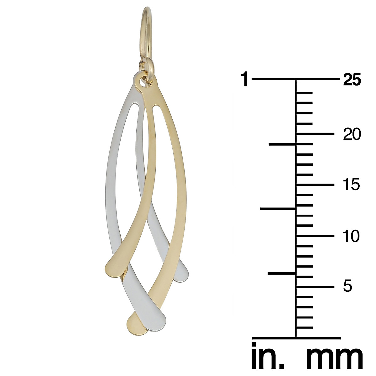 Kooljewelry 10k Two-tone Gold High Polish Fancy Dangle Earrings