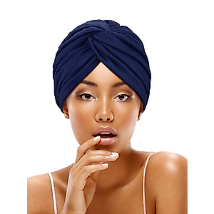 4 Pieces Turbans for Women Silk Satin Lined Turban Head Wrap Adjustable Twisted Turban Headwrap Hair Cover Wrap (Retro Color)