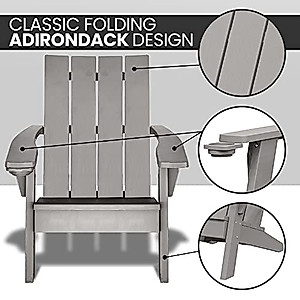 SereneLifeHome Wooden Folding Adirondack Chair, Outdoor Patio Lounge Chairs for Fire Pit, Yard, Garden, Beach, and Backyard- Weather Resistant 300 Lb. Weight Capacity