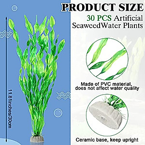 Giegxin 30 Pieces Artificial Seaweed Plants Aquarium Plants Plastic Seaweed Decor Plastic Fish Tank Plant Decorations Fake Seaweed Decoration for Household and Office Aquarium (Green)