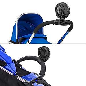 Cambond Baby Stroller Fan Clip - On Fans Battery Powered Rechargeable Baby Fan with 3 Adjustable Speed Desk Table Portable USB Small Fan for Travel Camping Fishing Boating