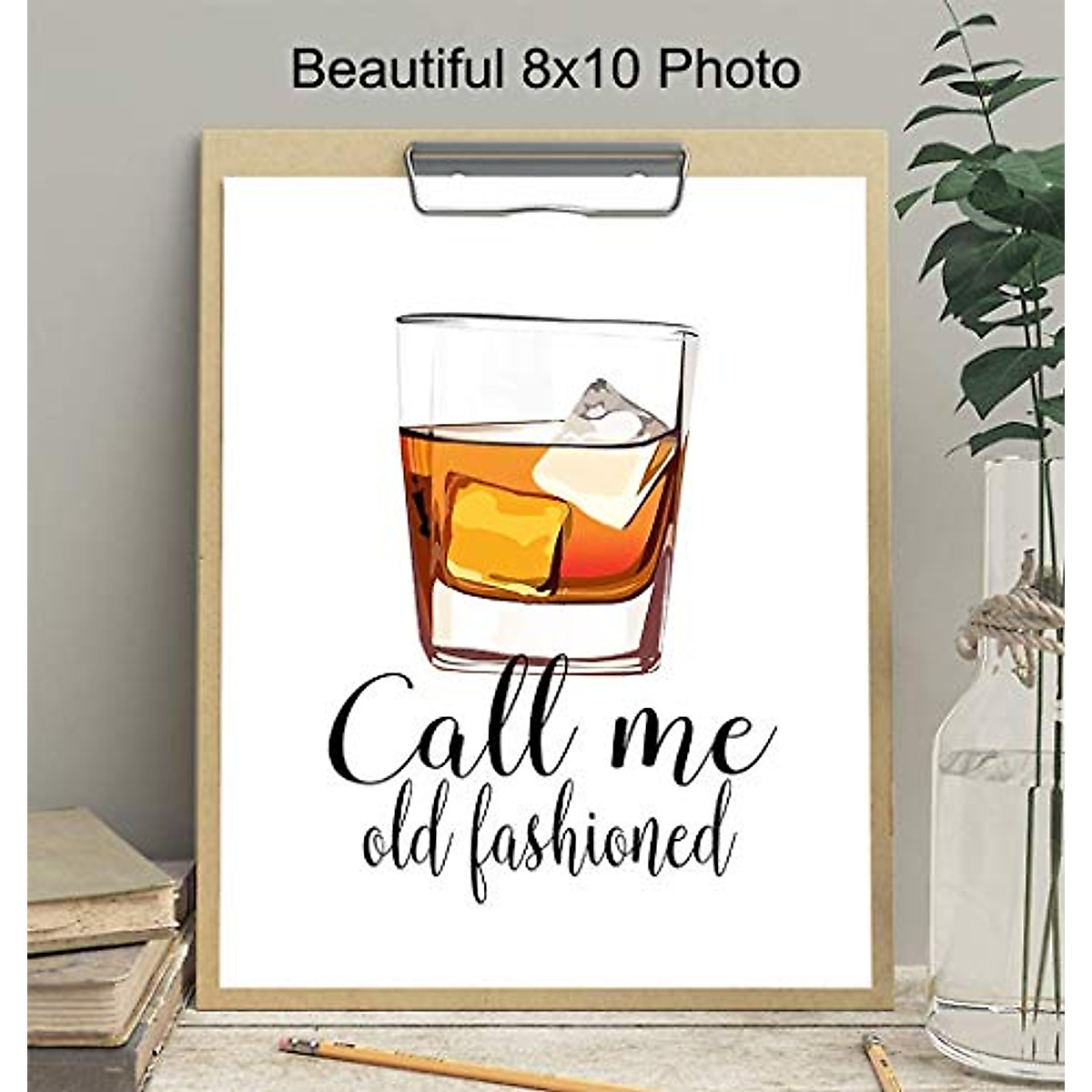 Whiskey Bar Decor - Cocktail Wall Art - Unique Bartender Gift - Call Me Old Fashioned - Funny Typography Poster - Home Decoration for Kitchen, Dining Room - UNFRAMED 8x10 Typography Poster Print