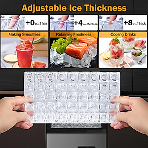 Commercial Ice Maker Machine, 140Lbs/24 with 2 Water Inlet Modes, 45Pcs Ice Cubes 8 Mins, 15" Stainless Steel Under Counter/Freestanding Ice Machine with 35Lbs Storage Bin for Home/Shop/Office/Bar