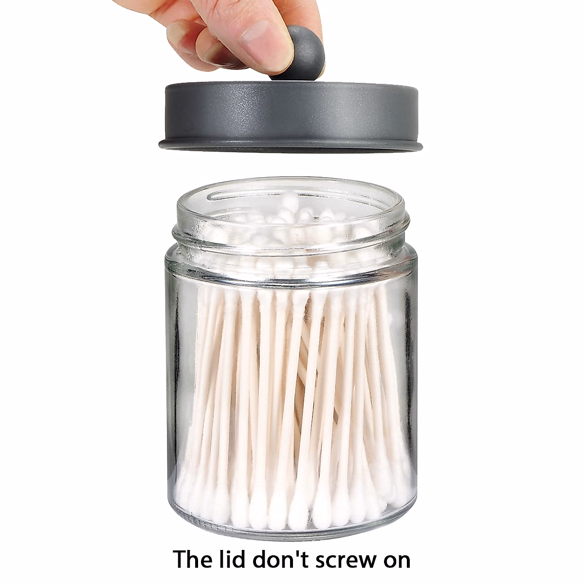 6 Pc Grey Apothecary Jars Bathroom Storage Organizer Bundle with 1 Pack 11 Inches Clear Lazy Susan Rotating Turntable Food Storage Container for Cabinets, Pantry, Fridge, Countertops,Vanity