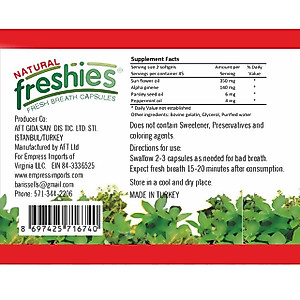 Freshies Gel Capsules for Bad Breath- Organic Peppermint and Parsley Oil Stomach Mint Breath Fresheners- Keto Friendly- Fresh Breath for 3+ Hours- 90 Count