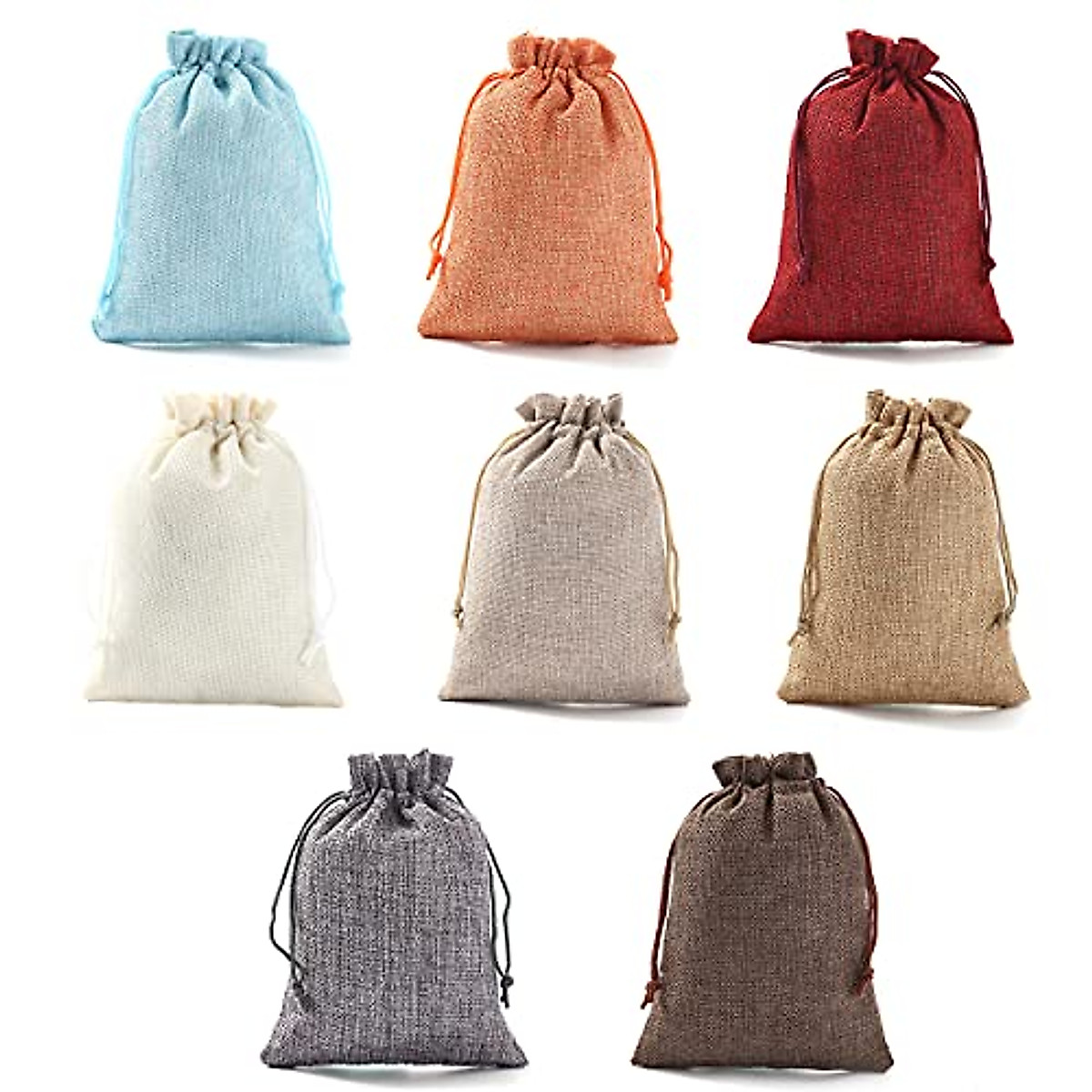 YoungJewl 24 Burlap Bags with Drawstring Mixed Color Drawstring Gift Bag Jewelry Pouch Hessian Bags Burlap Sacks for Wedding Party Favors DIY Craft(5x7Inch)
