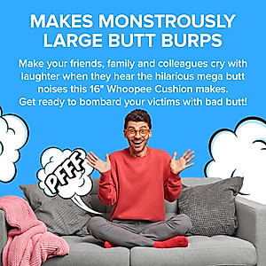 Laughing Smith Jumbo Sized 16 inch Whoopee Cushion - Giant Whoopee Fart Toy for Kids - Makes Great Big Mega Woopie Fart Sounds - The Funniest Fart Game, Joke or Gag Gift Woopy Cushions